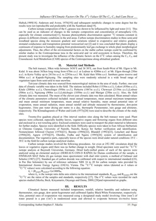 Influence of Climatic Factors on the Δ13c Values of the C3, C4 And CAM ...