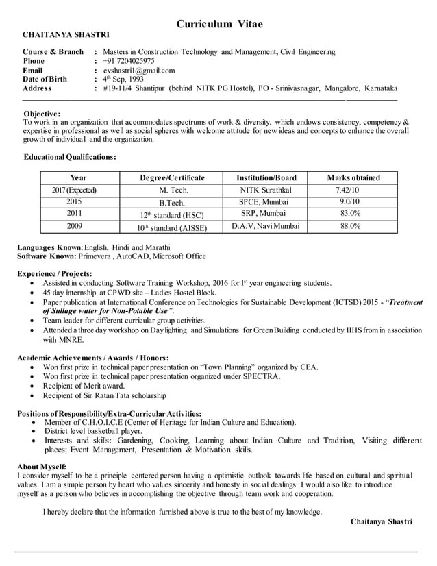 Chaitanya cv | PDF