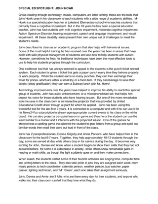 SPECIAL ED SPOTLIGHT - John Howk | DOCX