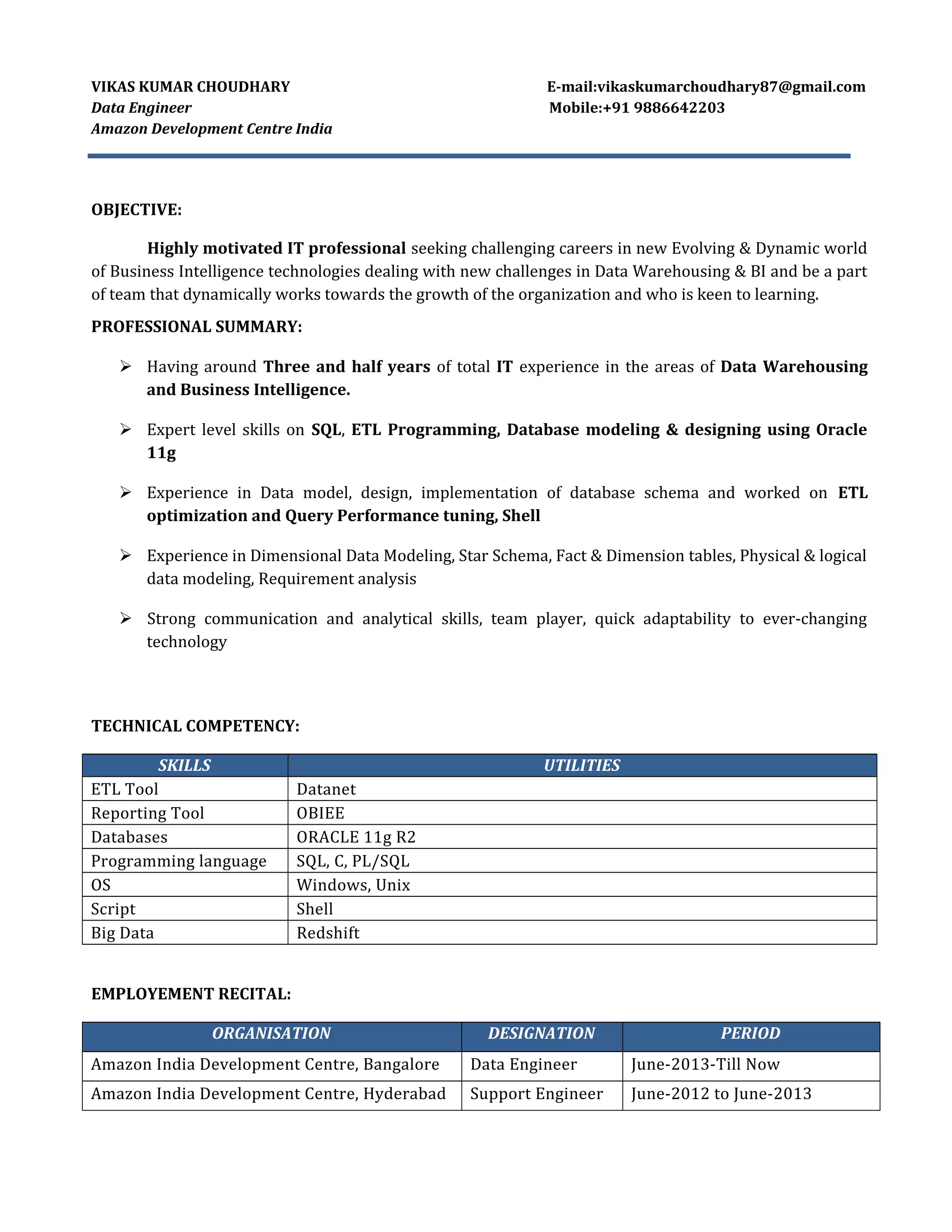 Vikas Resume | DOC | Databases | Computer Software and Applications