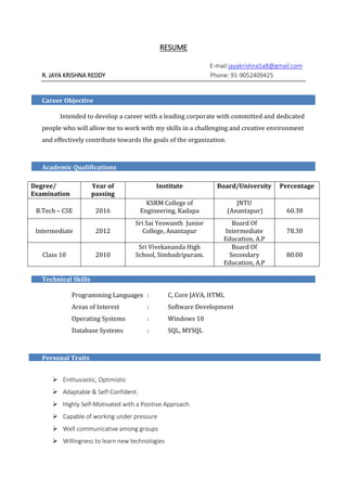 jaya resume 30 12 | PDF