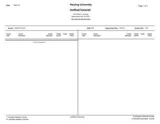 Unofficial Transcript | PDF