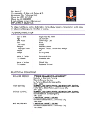 Resume (Hospital)Marvin | DOC