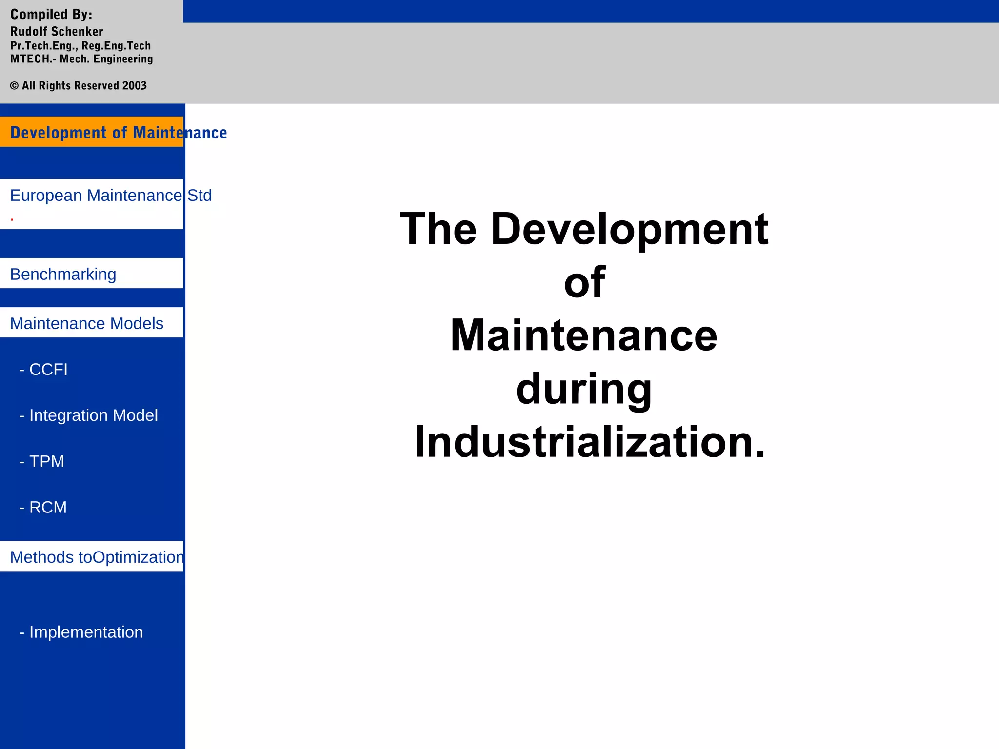 The Development of Maintenance (2) | PPT