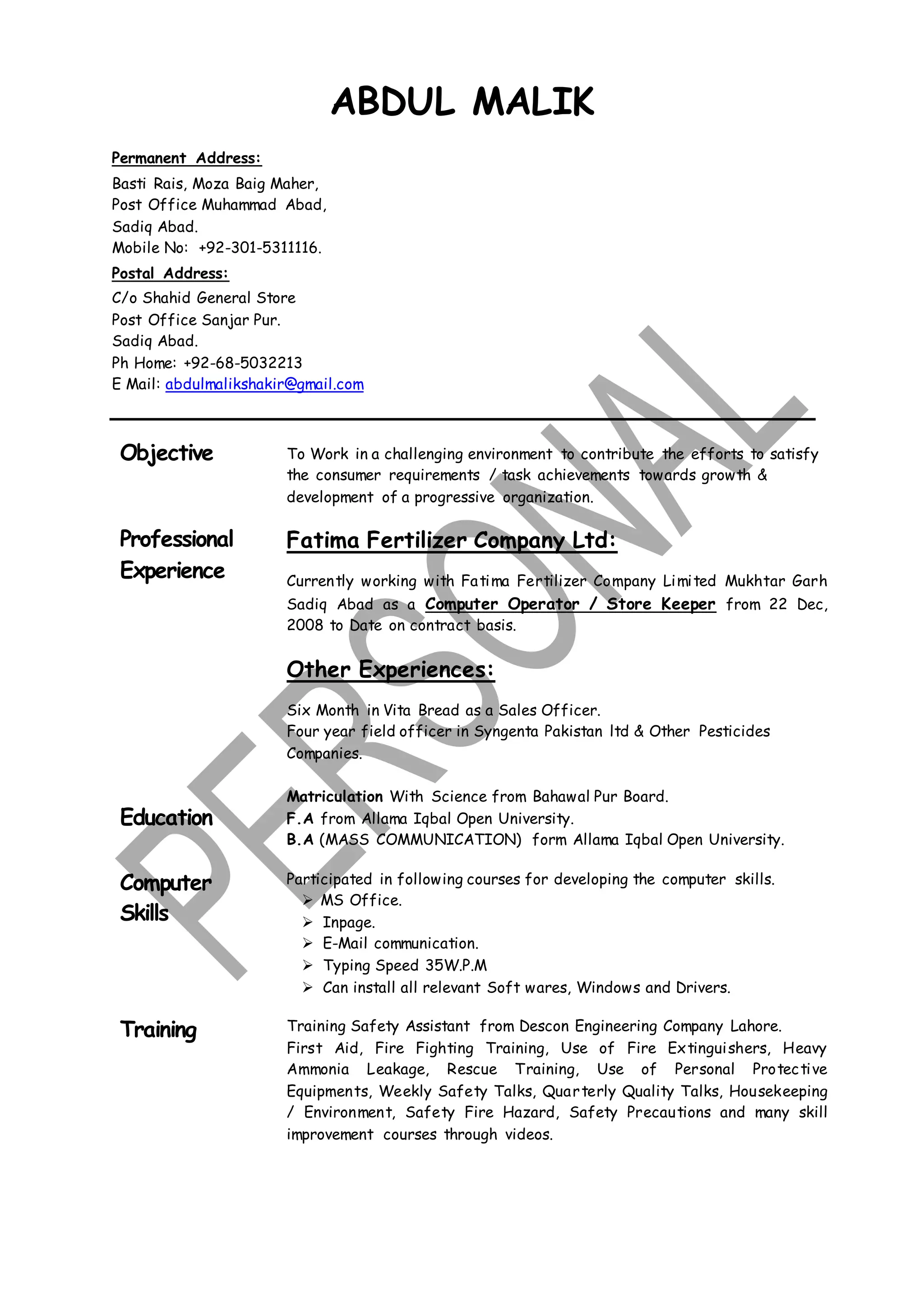 CV_Abdul_Malik | PDF