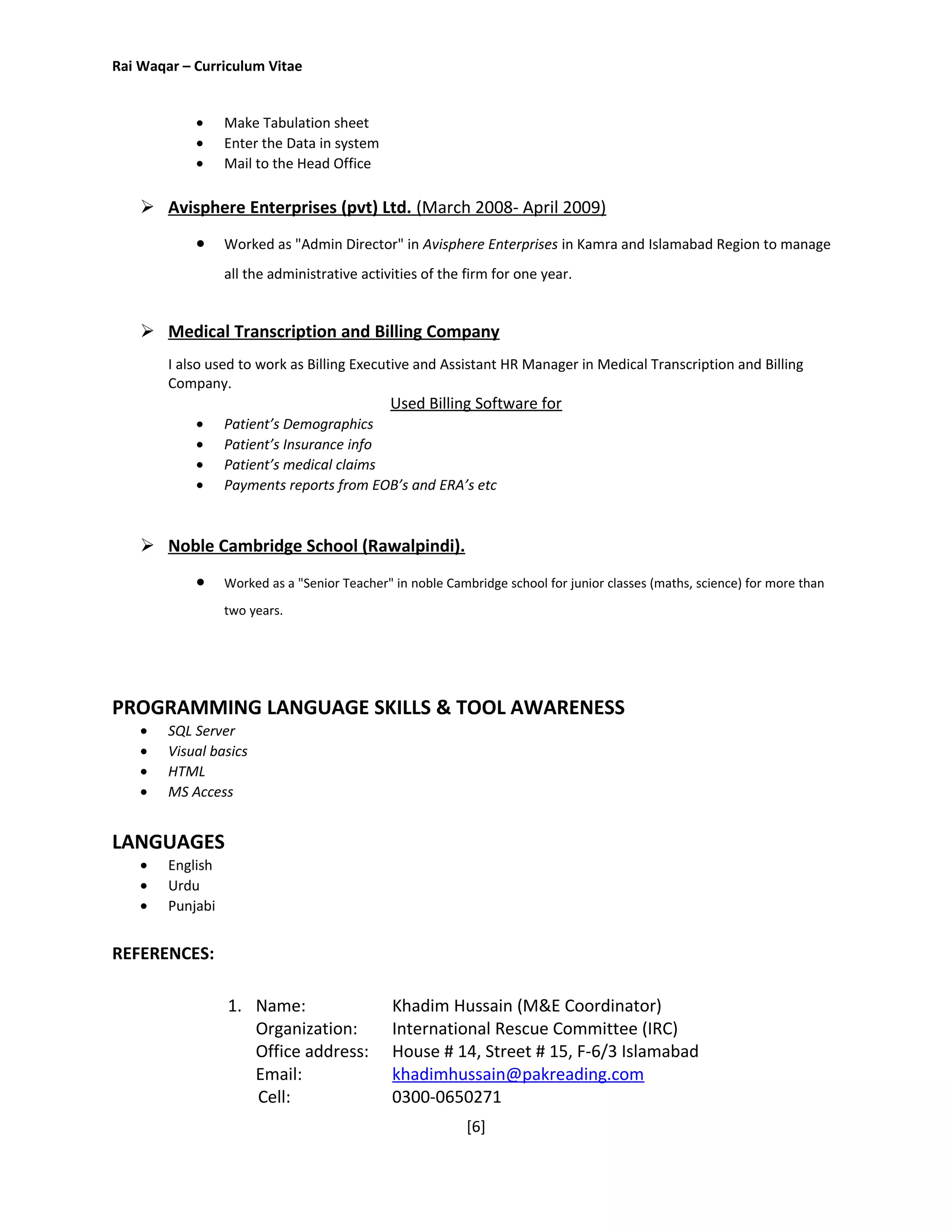 Rai Curriculum Vitae | PDF