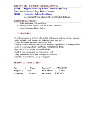 BILAL_CV | DOCX | Education