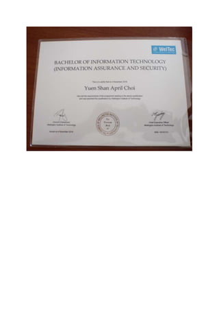 Cert Bachelor of Information Technology - Information Assurance and Security | DOCX