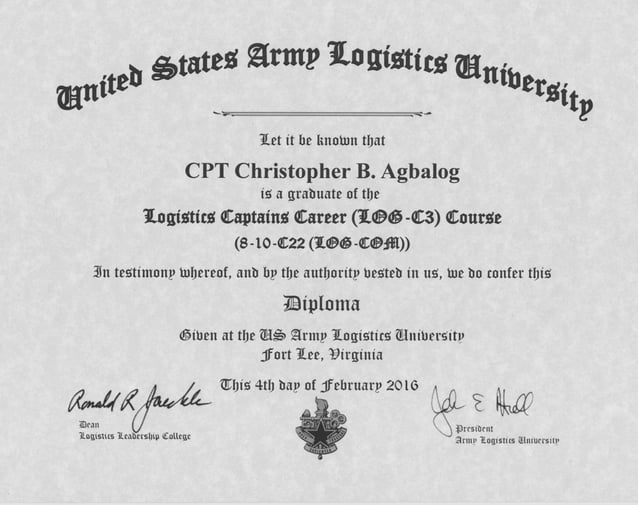 CPT Agbalog LOGC3 Diploma | PDF