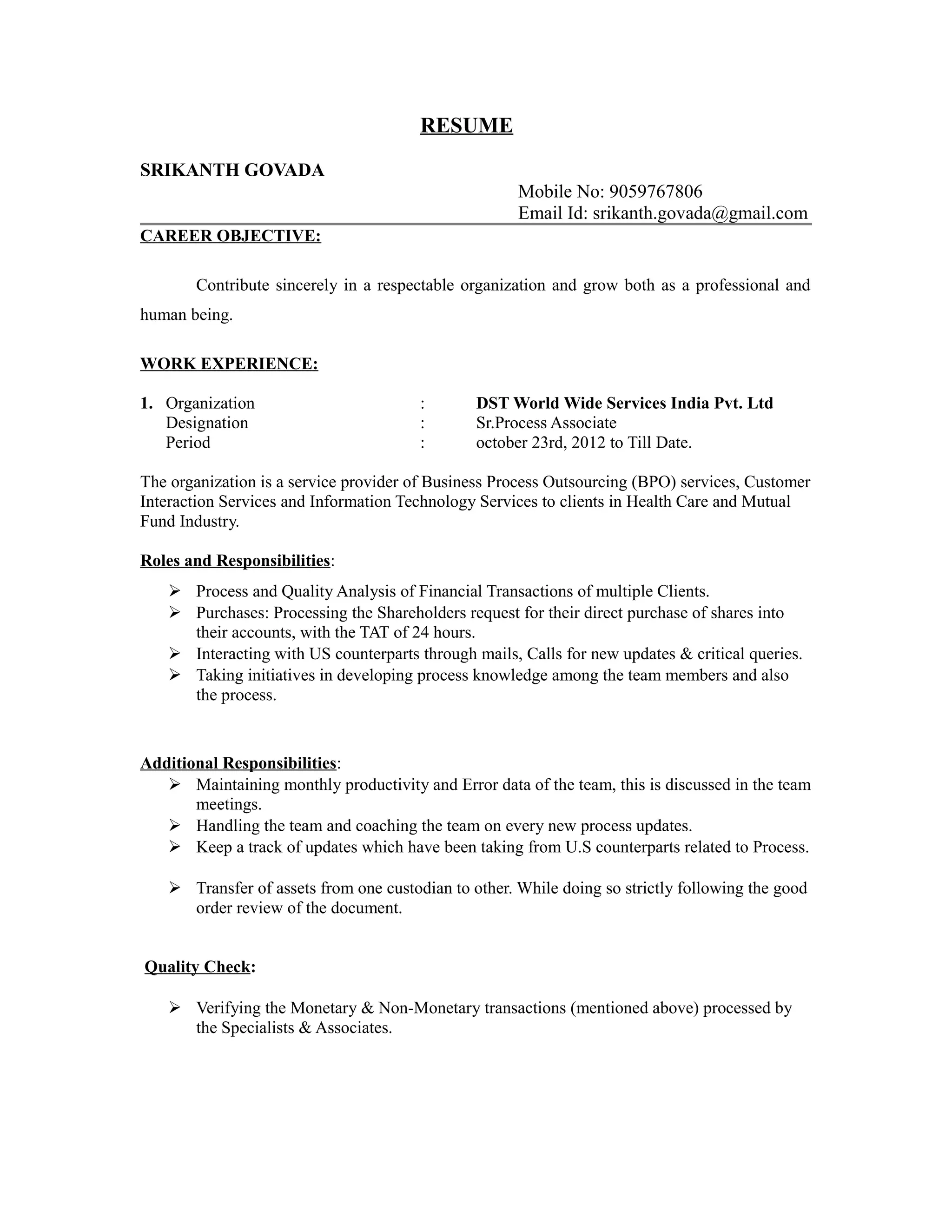 resume for interview | DOC