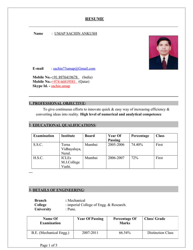 Sachin Resume -Procurement engineer (1) | DOC | Manufacturing Industry ...