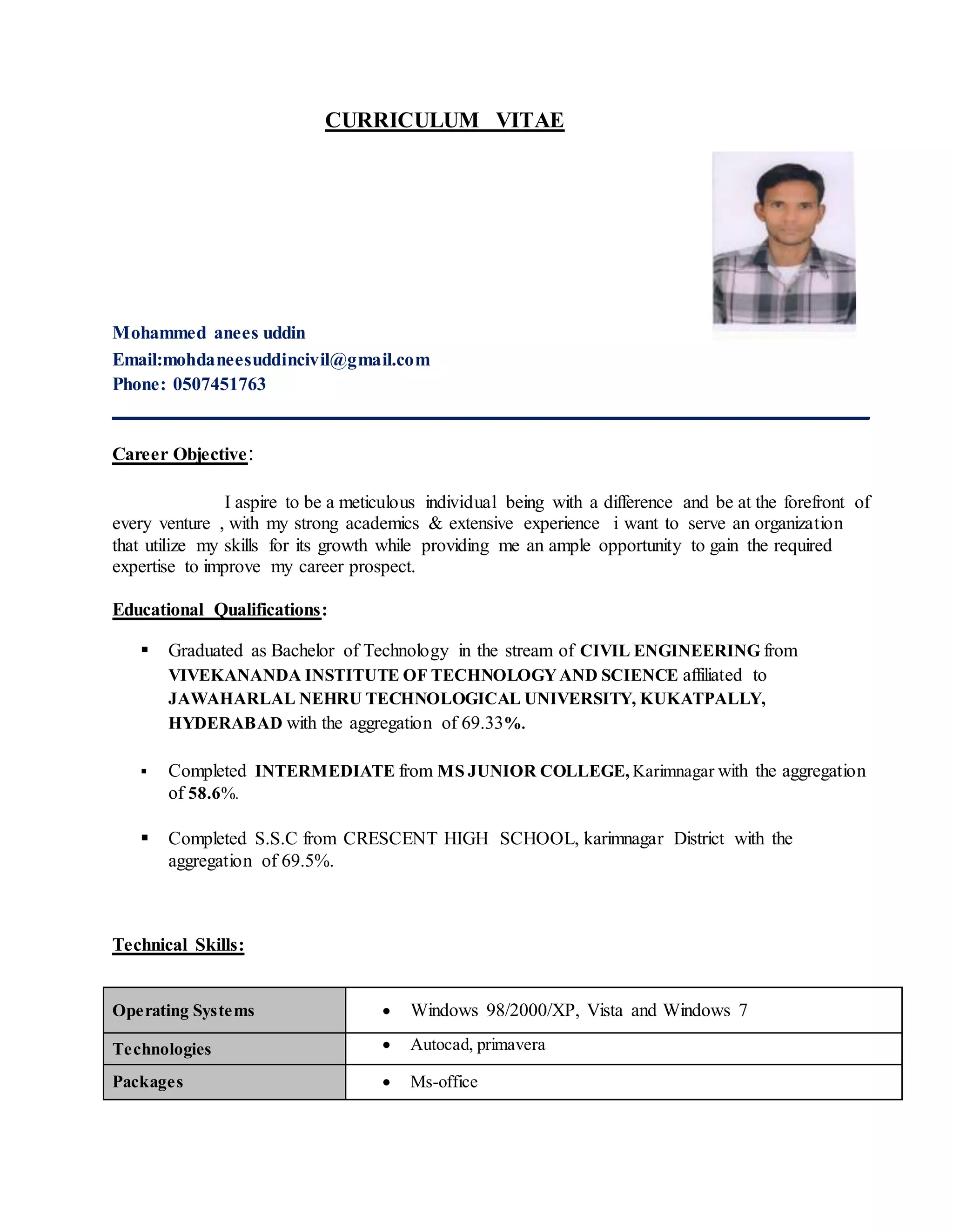 anees QS CV new | DOCX
