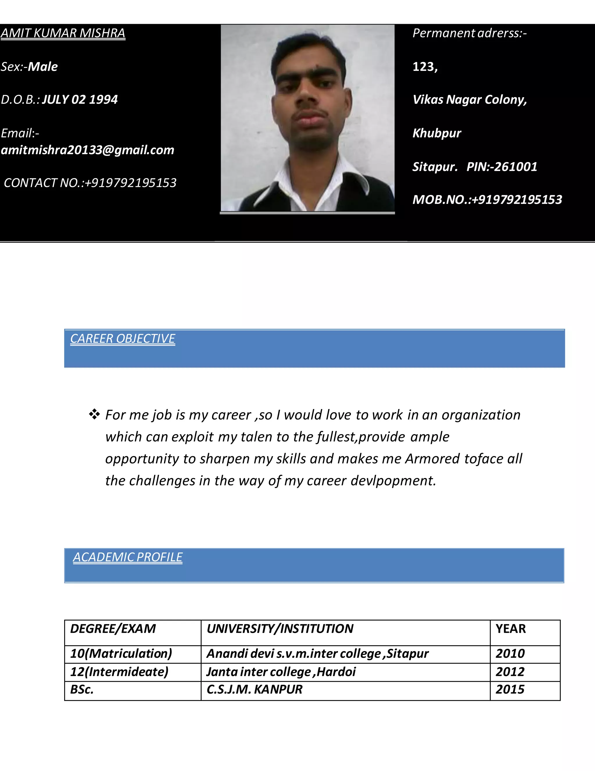 AMIT KUMAR MISHRA | PDF AMIT KUMAR MISHRA | PDF