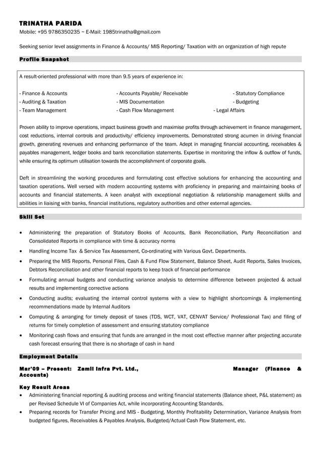 Resume Trinatha Parida | PDF