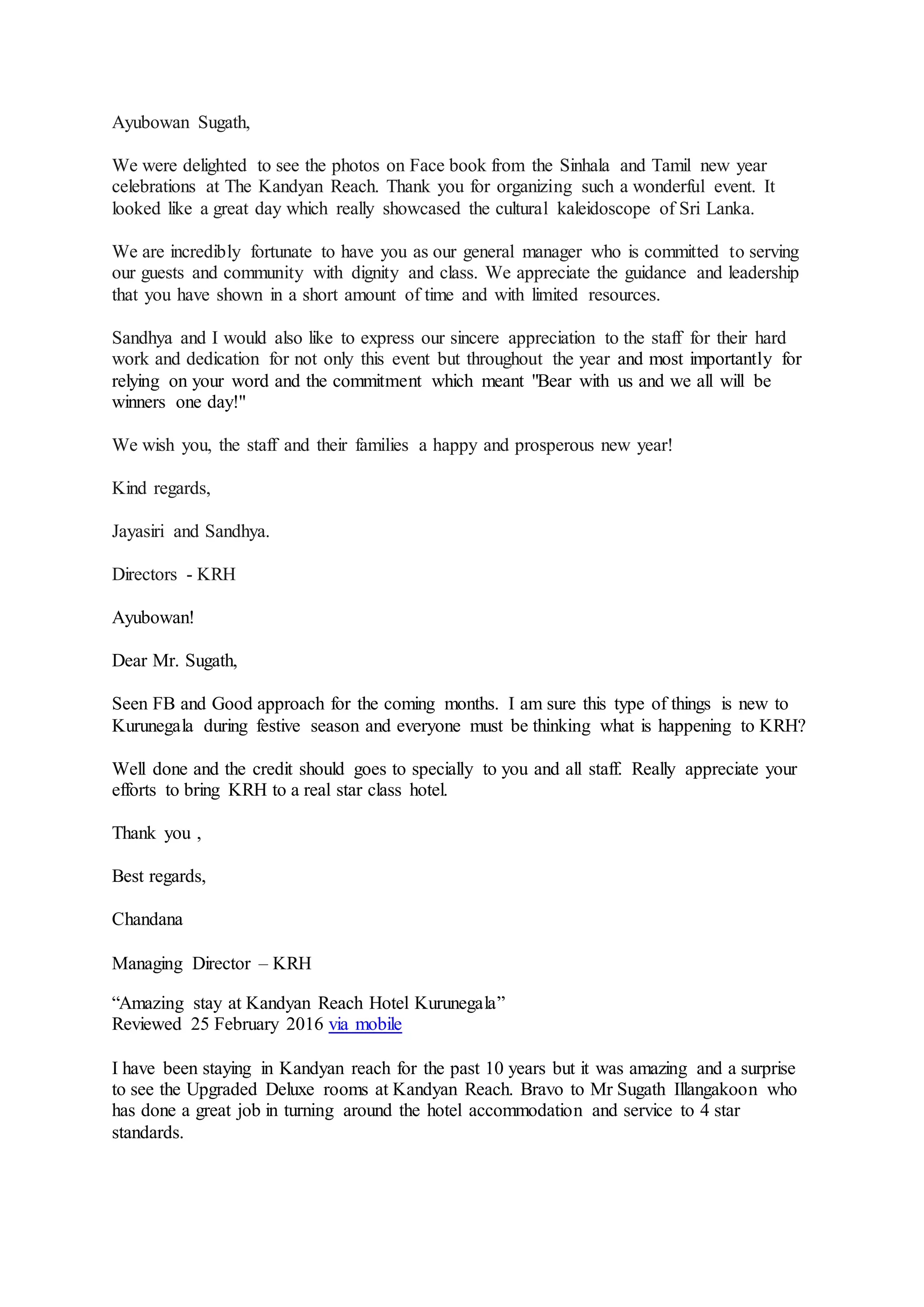 Ayubowan Sugath | DOCX | Hotels and Motels | Travel Type