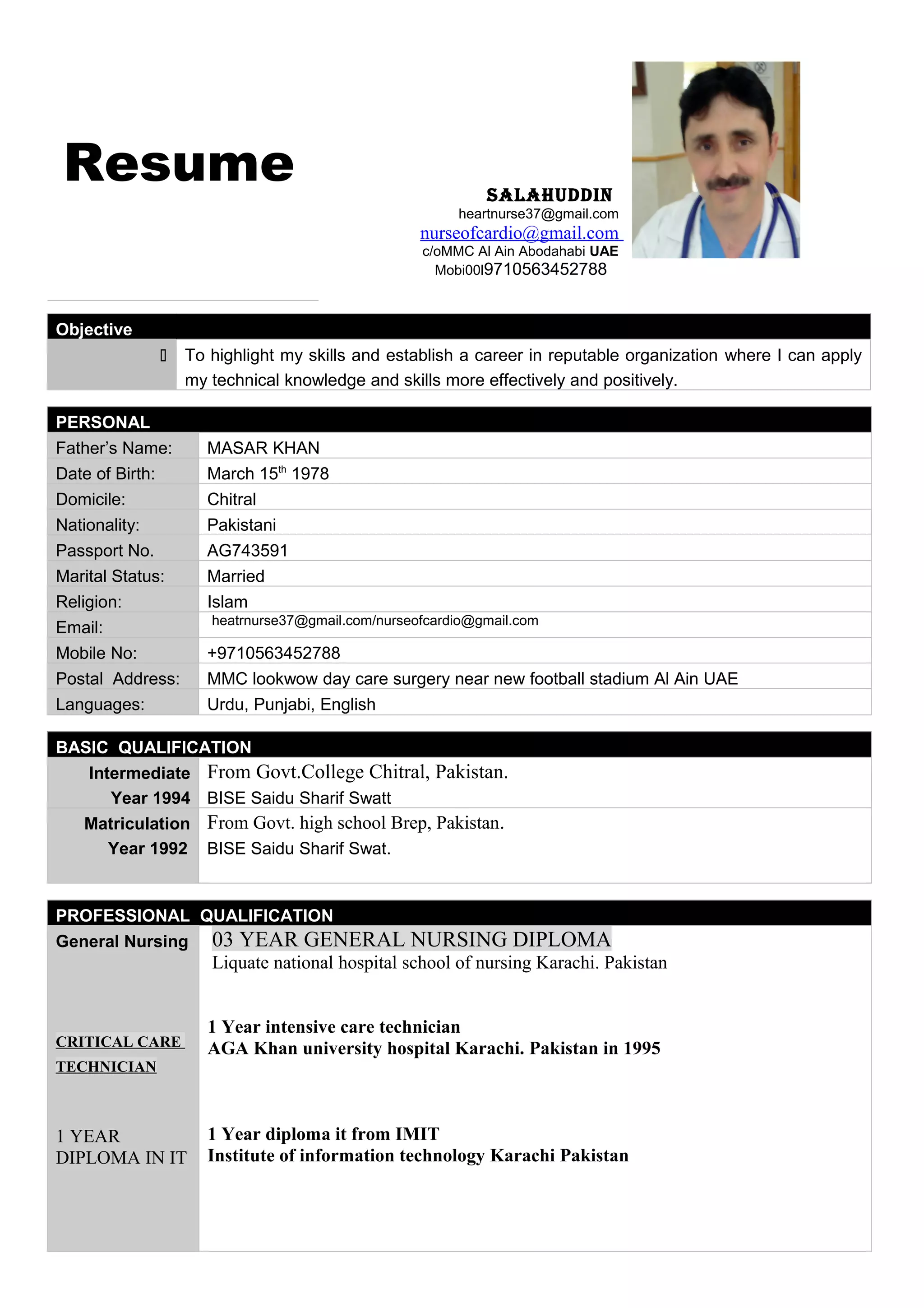 updated cv of salahuddin | DOC