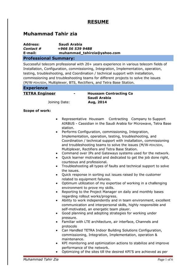 tahir.resume | DOC | IT and Internet Support | Internet