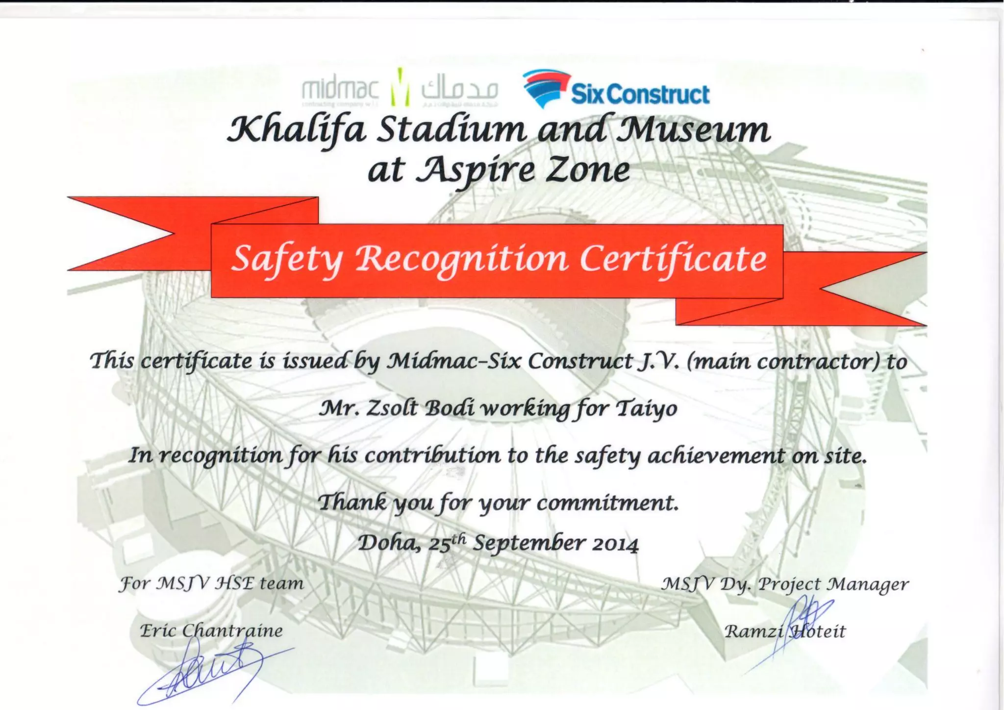 Safety Recognition Certificate | PDF