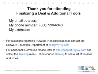 FIN105 (Finalizing a Deal & Additional Tools) | PPT