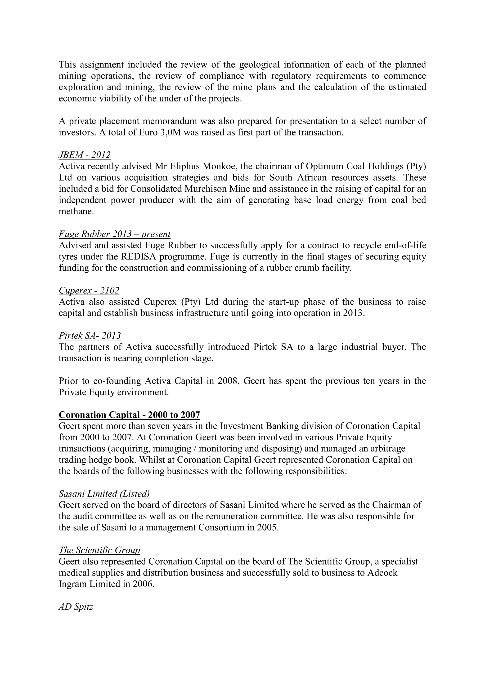 Abridged CV Geert Doyer | PDF