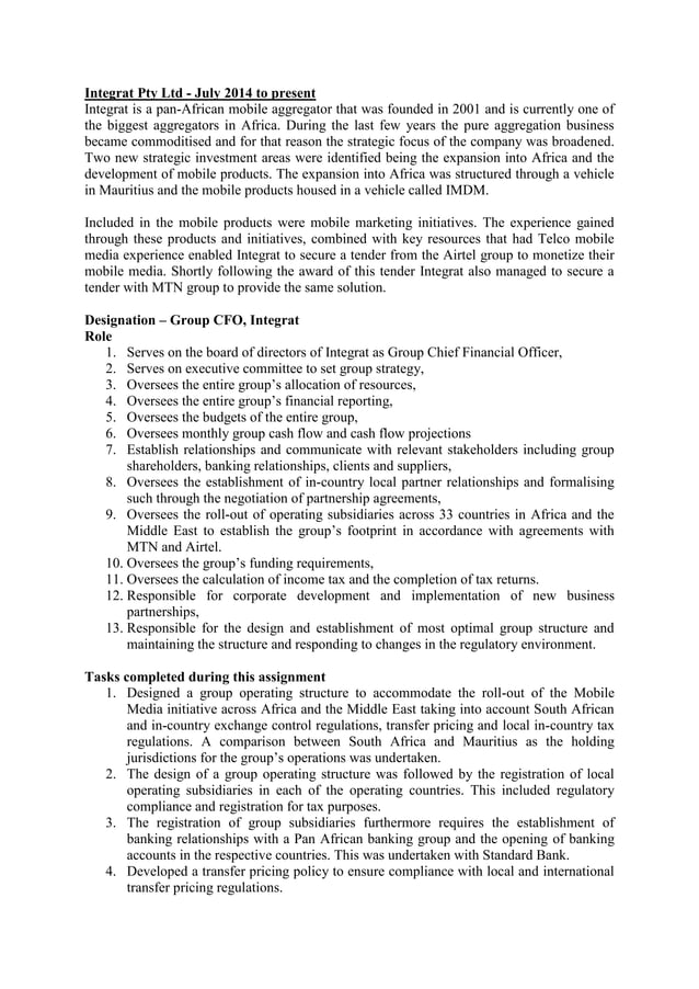 Abridged CV Geert Doyer | PDF