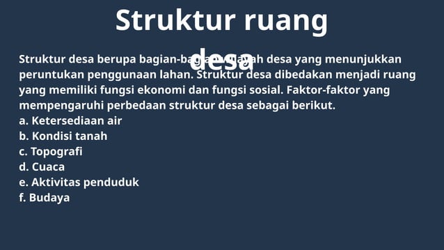 Kelompok 4 struktur keruangan desa dan pola permukiman | PPT