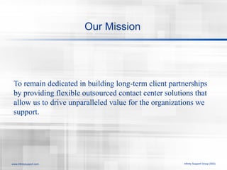 Infinity Support Group Inc Company Overview | PDF