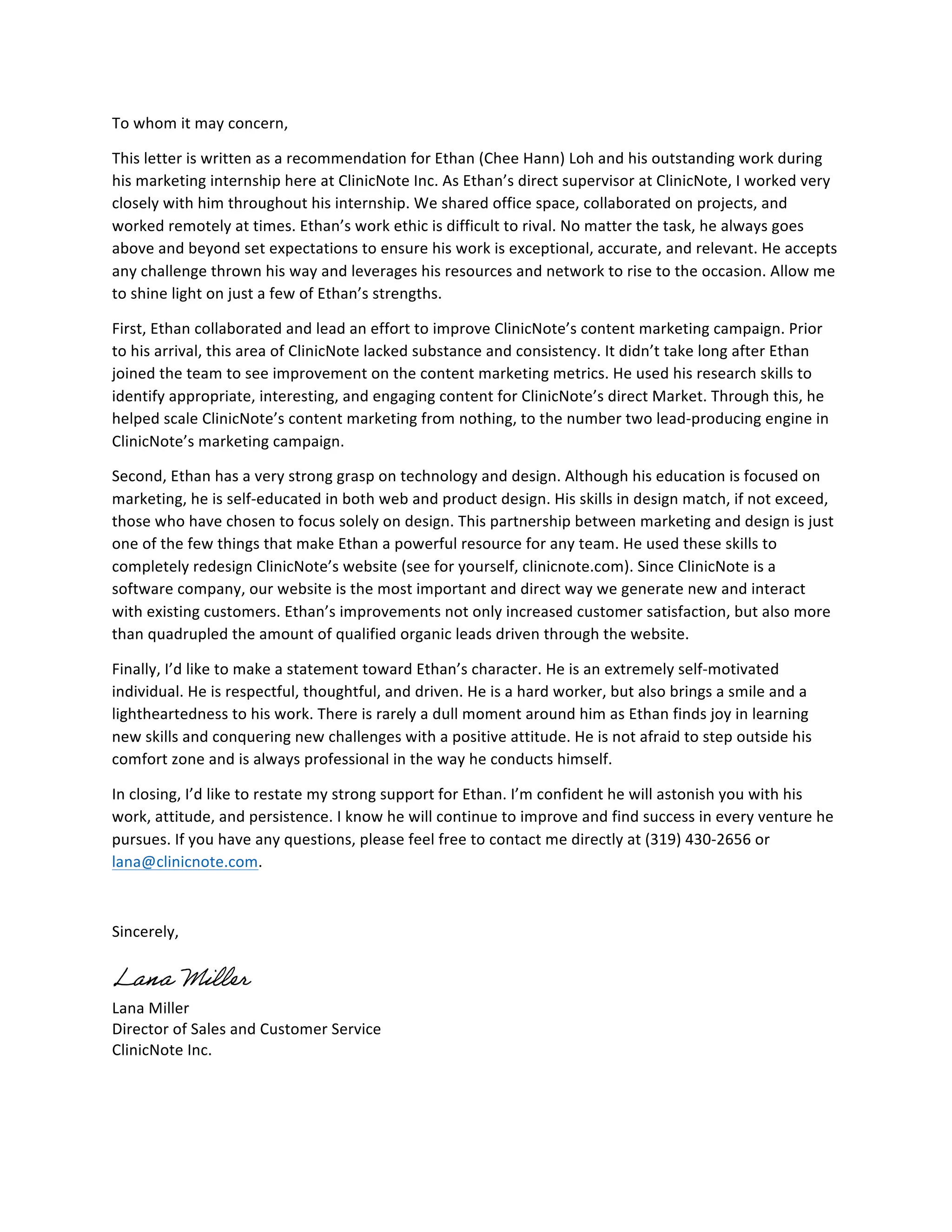 Ethan Loh Recommendation Letter | PDF