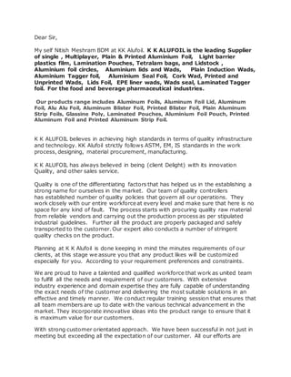 Updated Presentation of K K ALUFOIL. CUSTOMER | DOCX