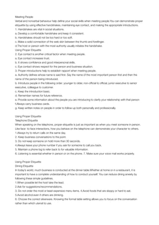 Using Proper Etiquette- Susie Wilson | PDF