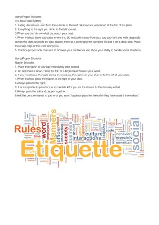 Using Proper Etiquette- Susie Wilson | PDF