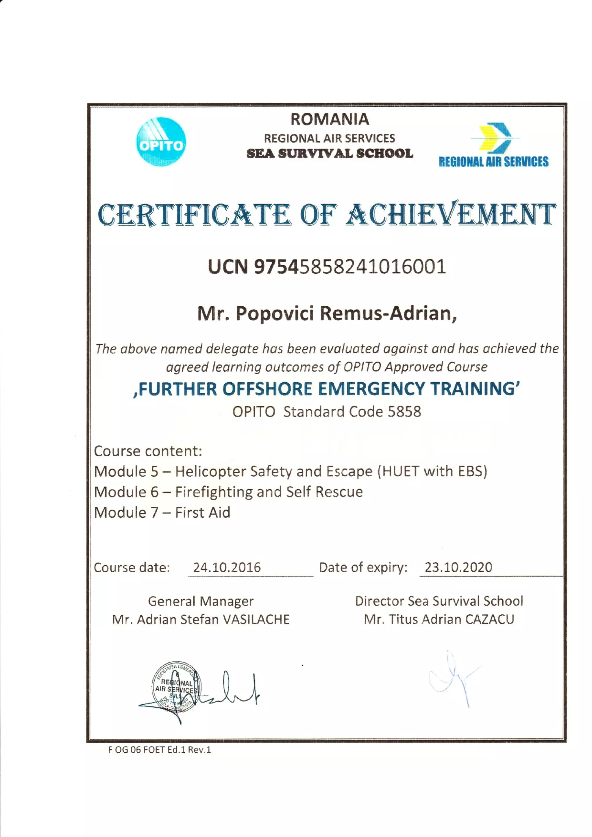 Offshore Certificate FOET | PDF