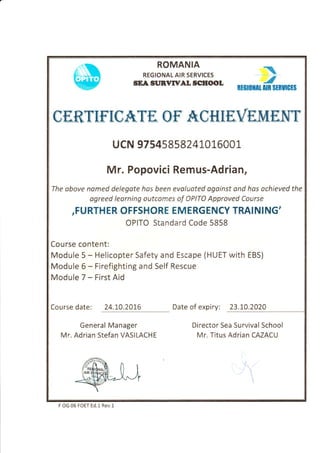 Offshore Certificate FOET | PDF