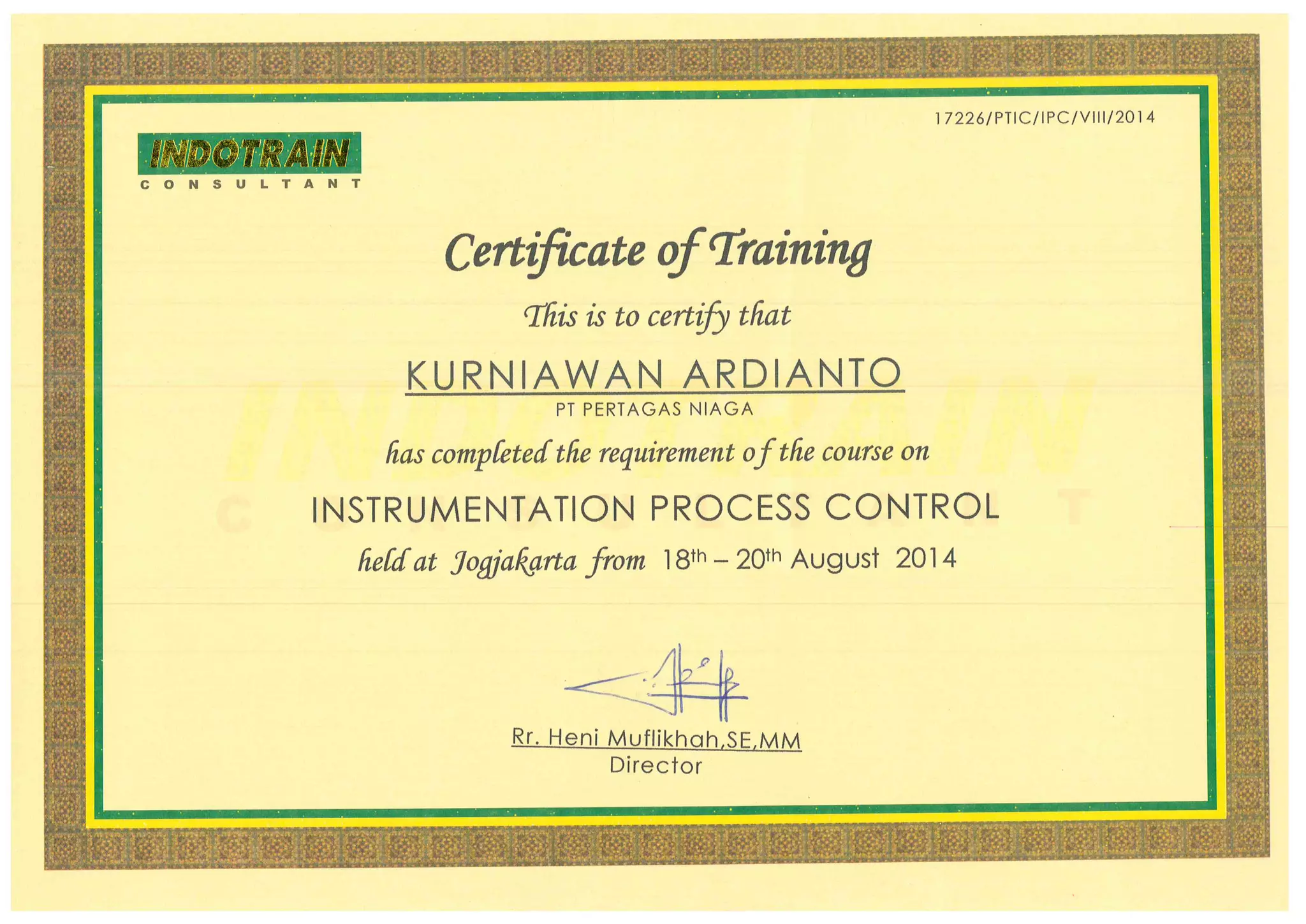 Sertifikat Instrumentation & Process Control | PDF