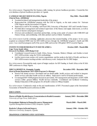 Lennie Bazira Kyomuhangi - CV Long Version- 2016-Current | DOCX