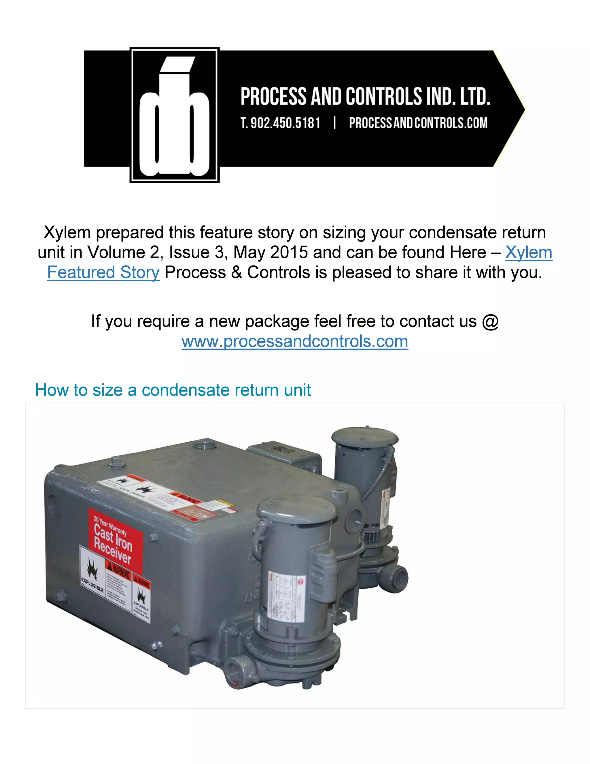 How to Size a Condensate Return Unit | PDF