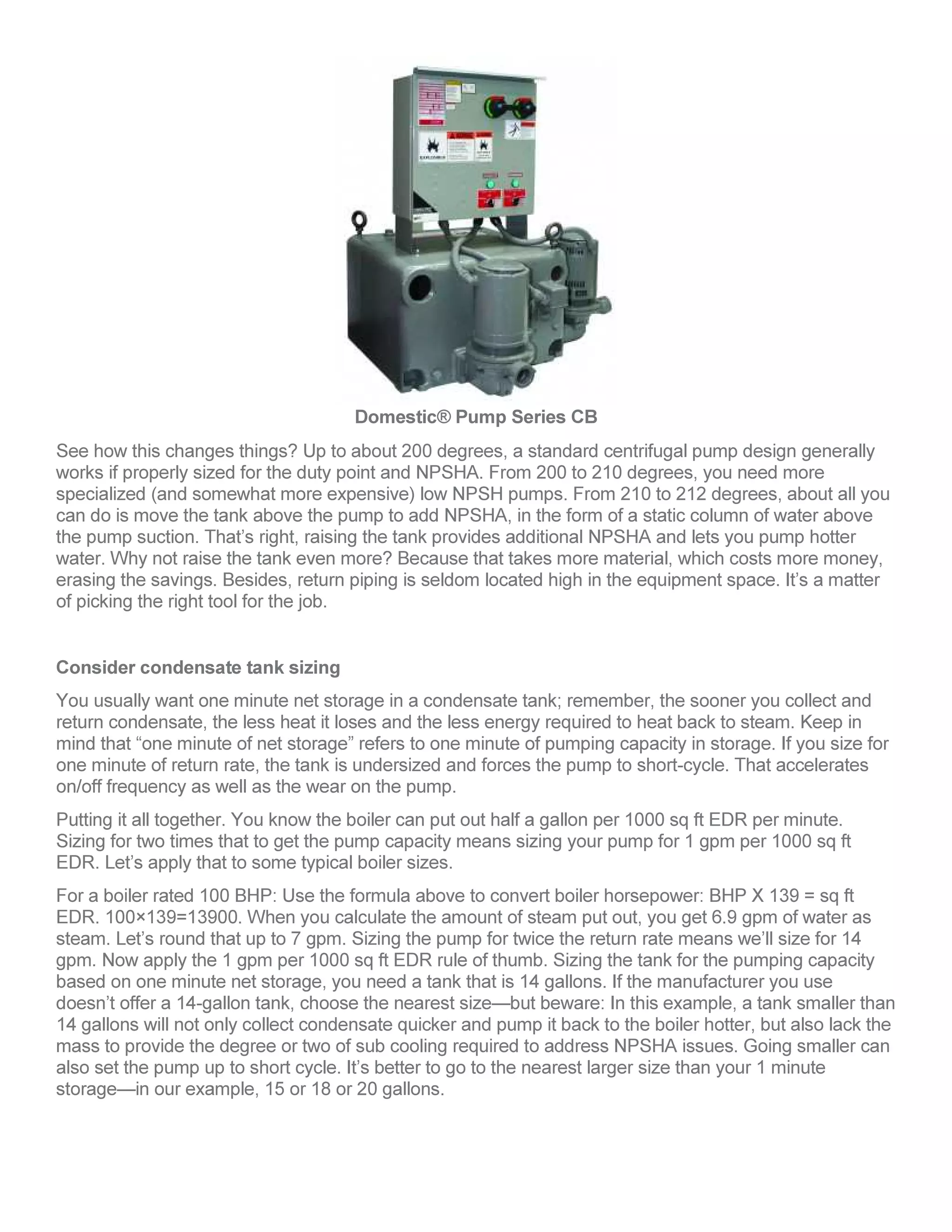How to Size a Condensate Return Unit | PDF