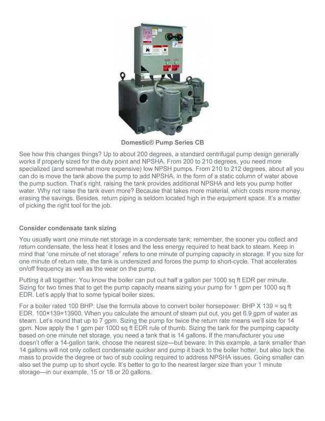 How to Size a Condensate Return Unit | PDF | Science