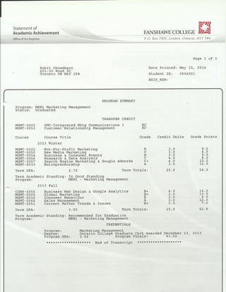 fanshawe college degree | PDF