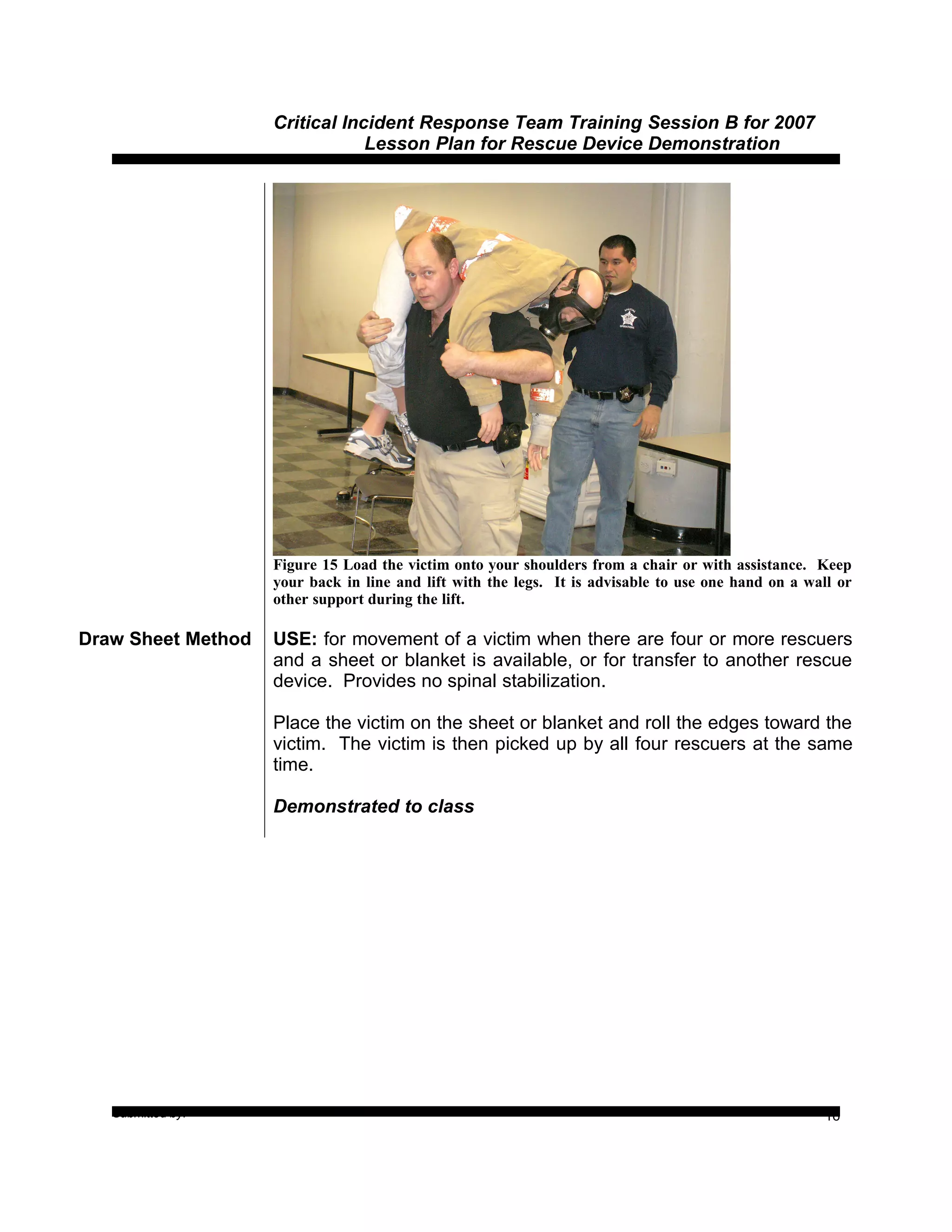 071219 lesson plan for rescue device demonstration for cirt | DOC