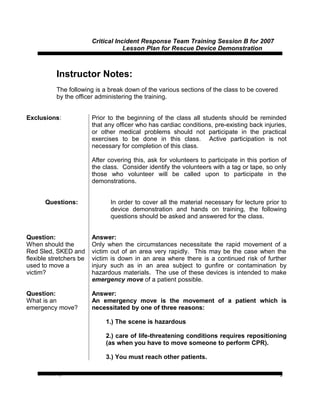 071219 lesson plan for rescue device demonstration for cirt | DOC