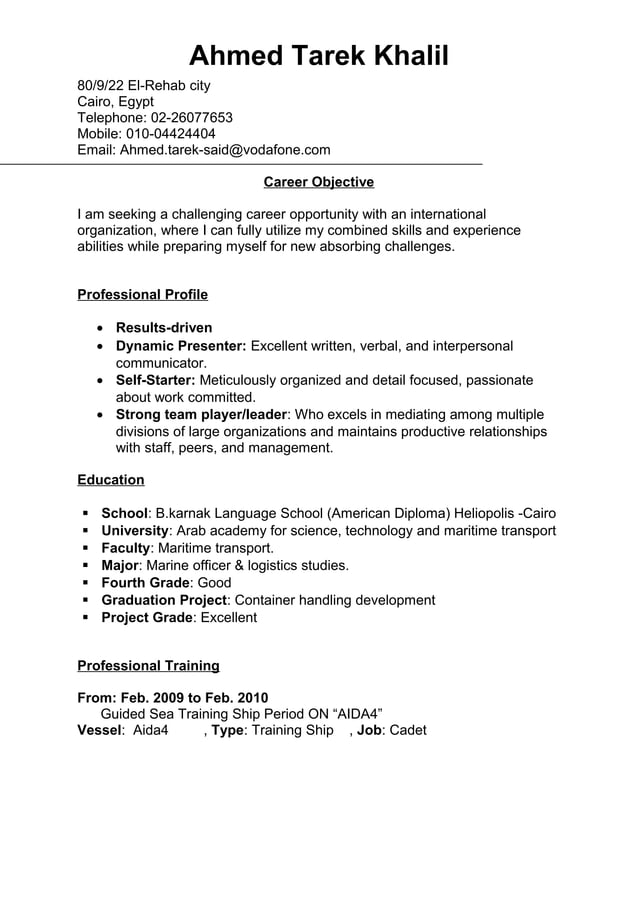 Ahmed Tarek's CV | DOC