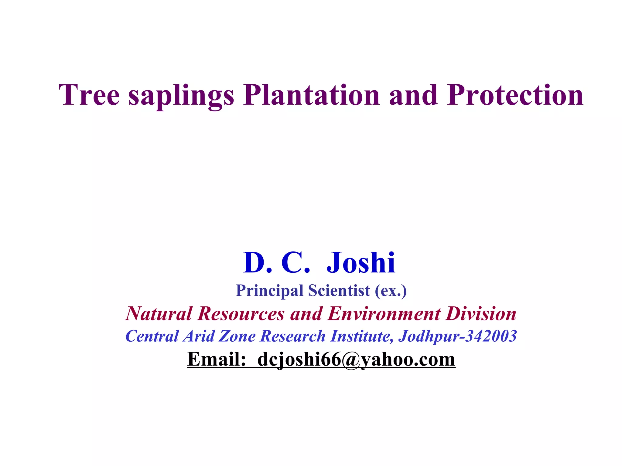 Tree sapling plantation and protection | PPT