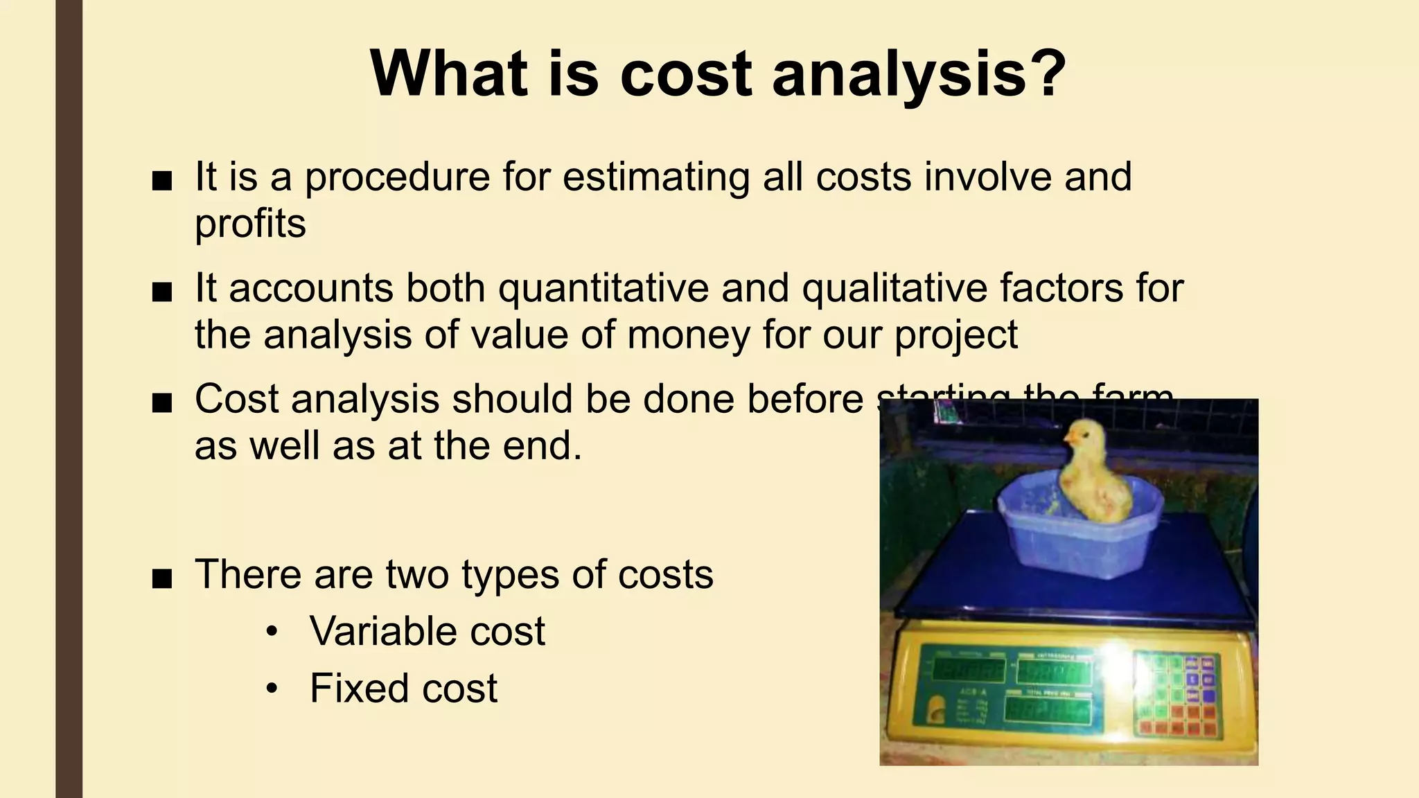 Cost analysis of broiler farming | PPTX