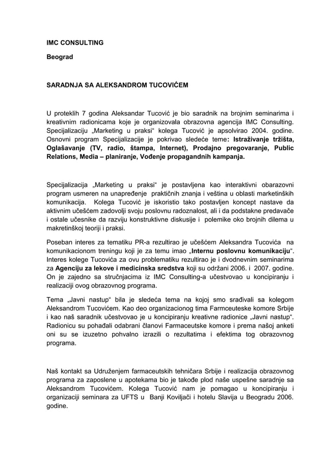 Aleksandar Tucović preporuka | PDF