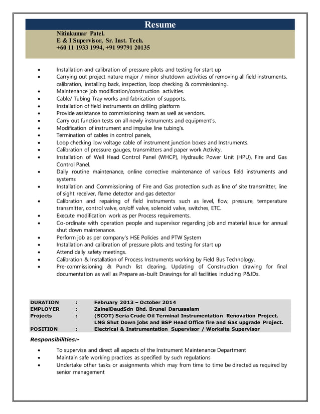Nitinkumar CV. ( Instrument Supervisor) | DOCX