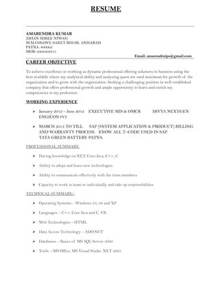 amarendra resume | DOC