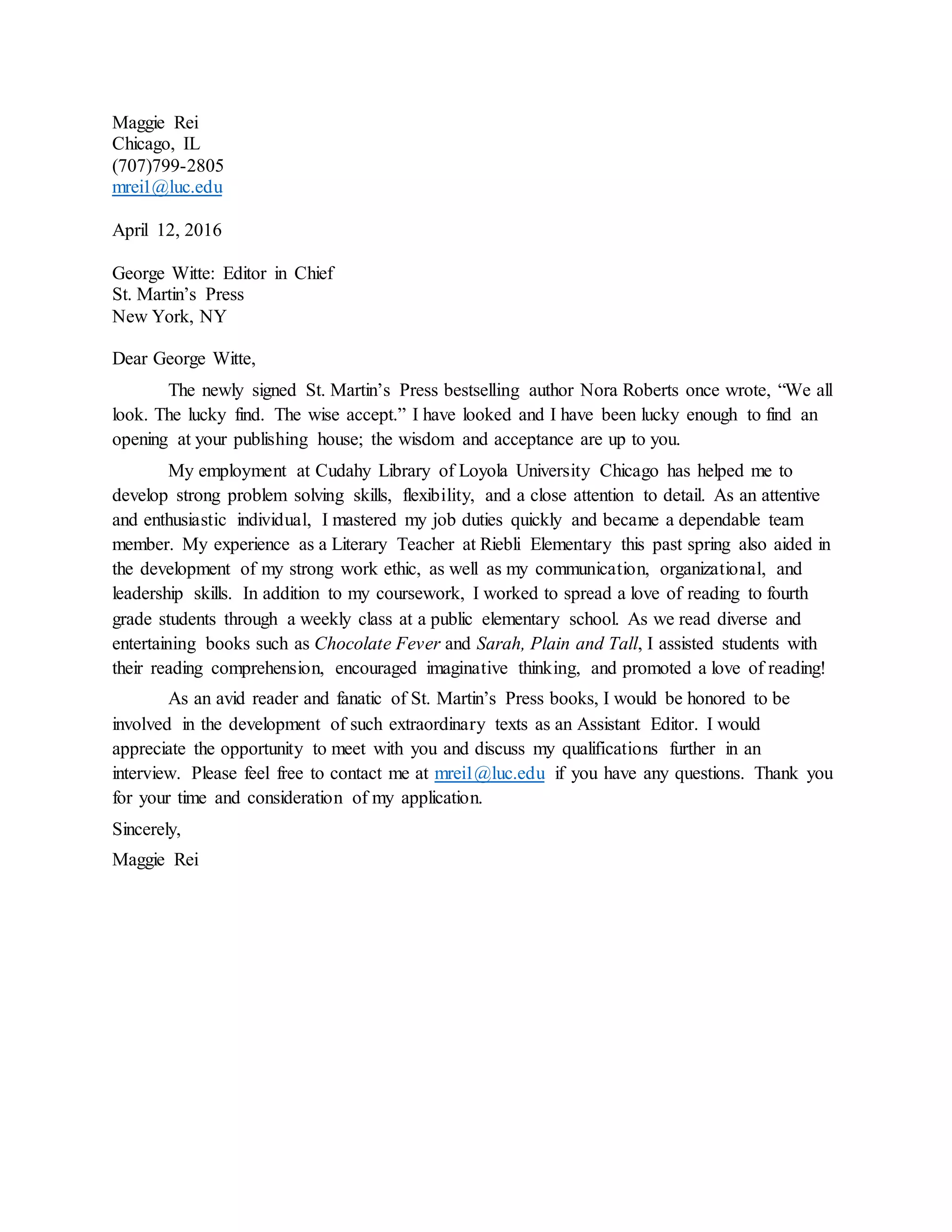 Rei Cover Letter | DOCX