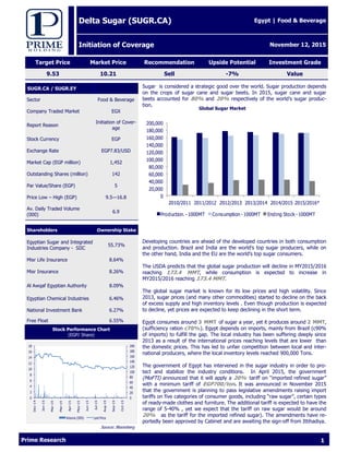 Delta Sugar Co. - Initiation of Coverage - 12 November 2015 | PDF