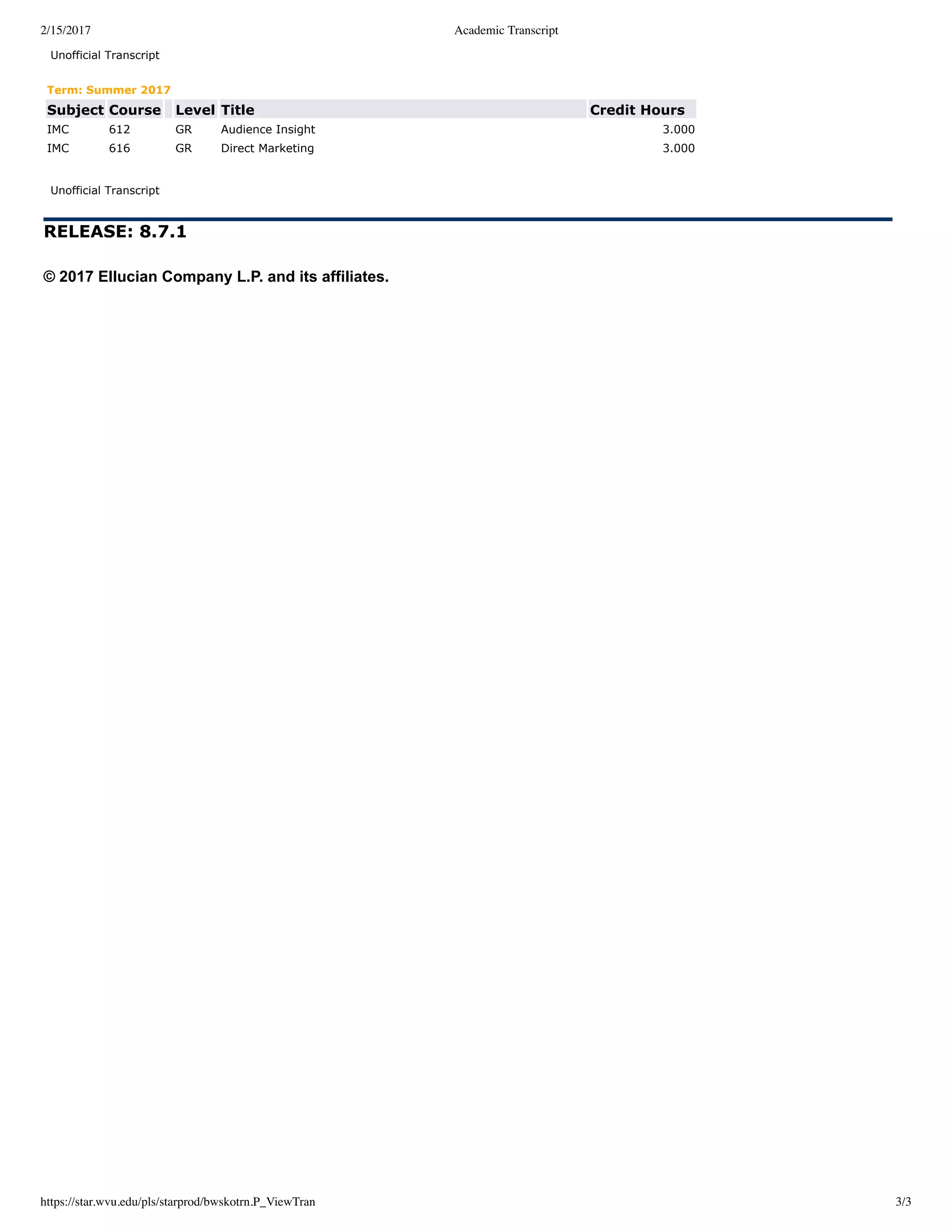 Academic Transcript | PDF